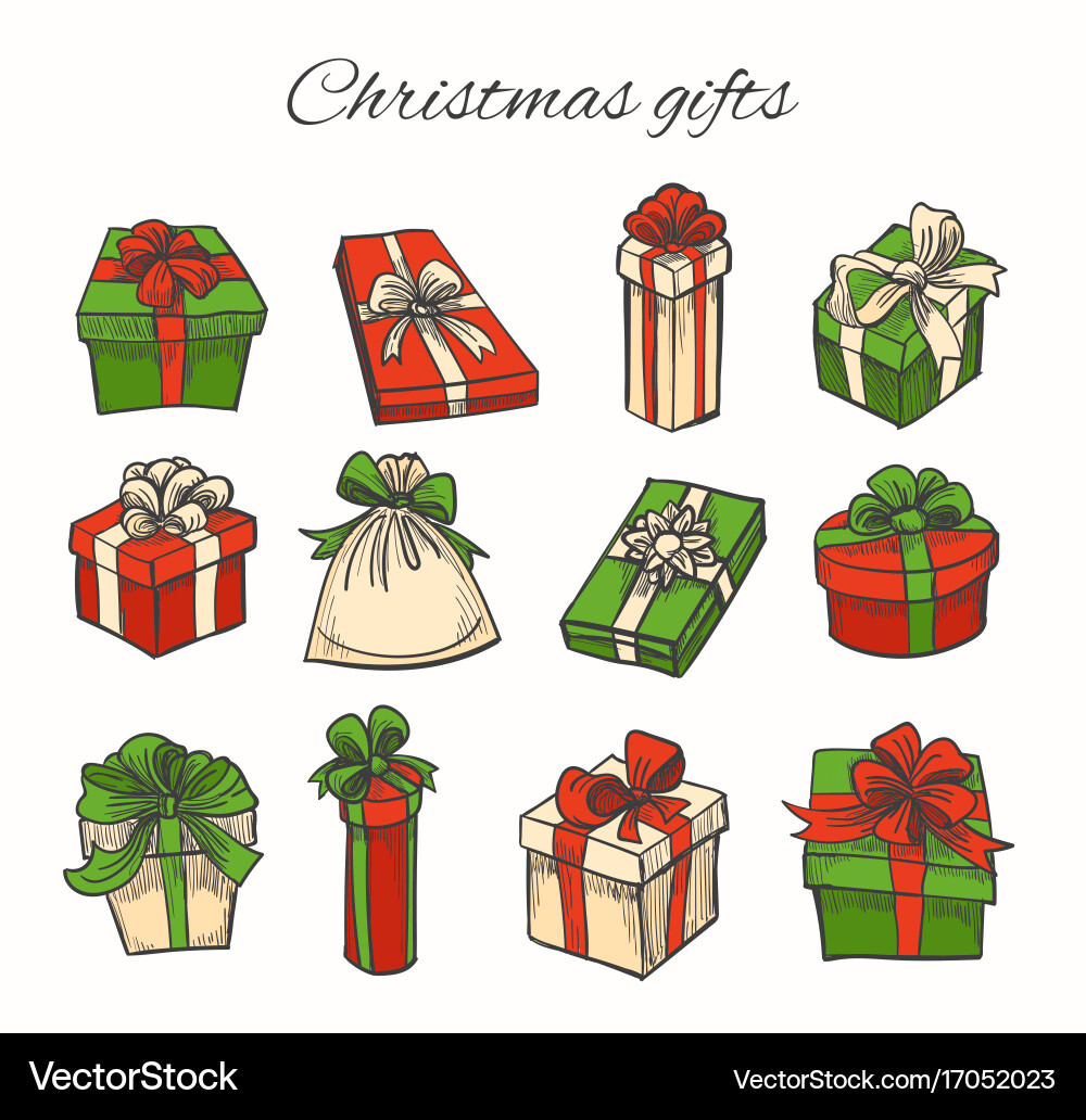 Set of christmas gifts Royalty Free Vector Image