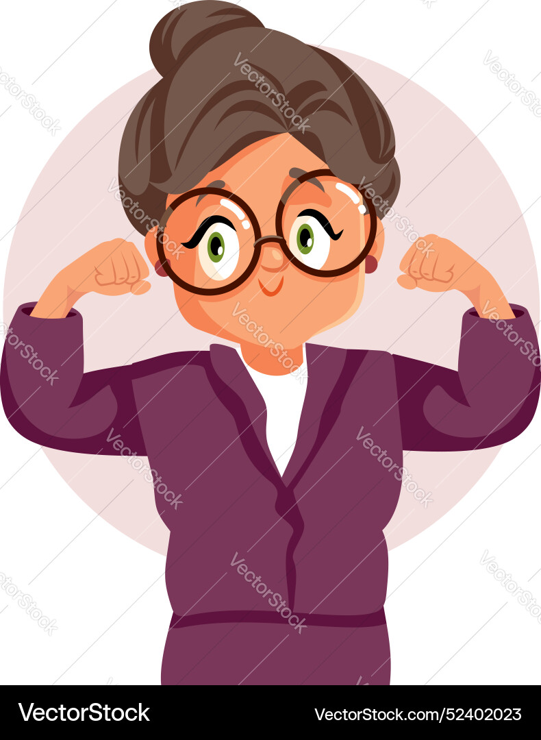 Strong granny flexing her arms cartoon Royalty Free Vector