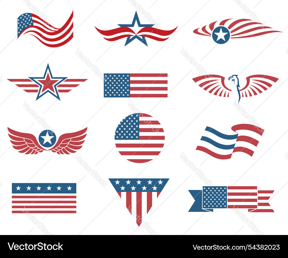 USA Star Flag Collection Royalty Free Vector Image