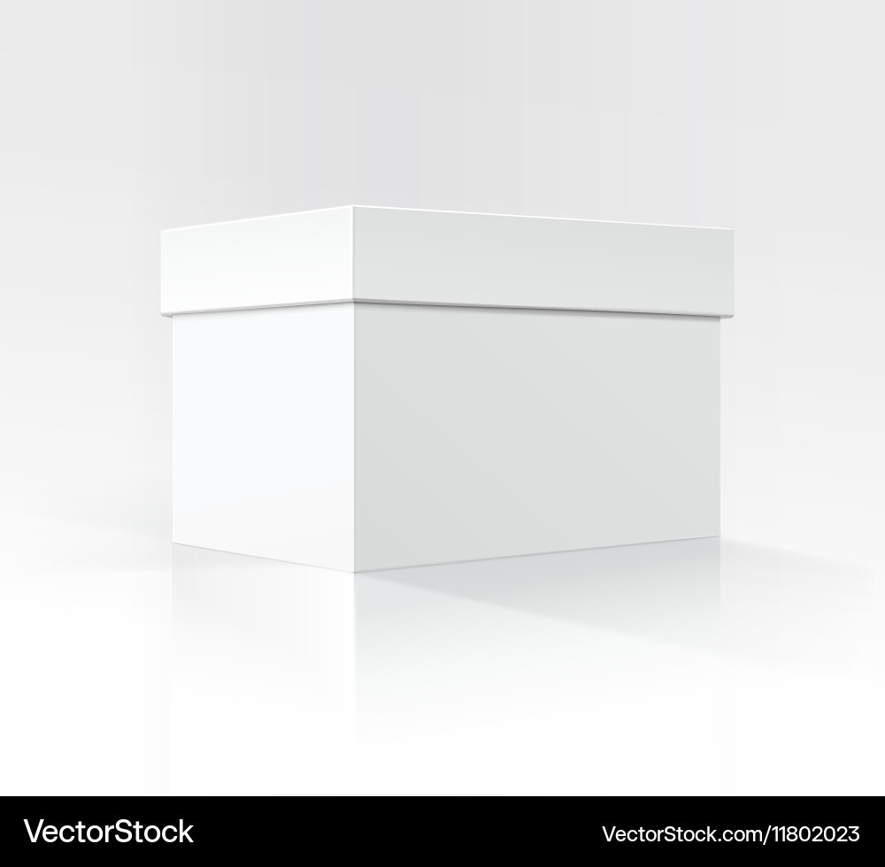 White horizontal carton box in perspective Vector Image