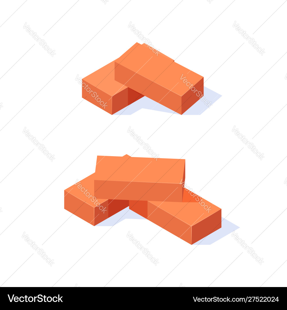 Brick isometric icons in flat style Royalty Free Vector