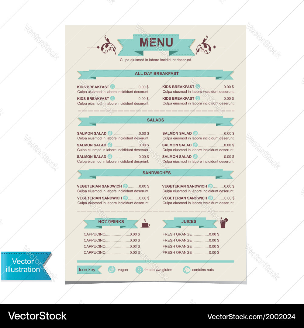 Cafe menu template design Royalty Free Vector Image