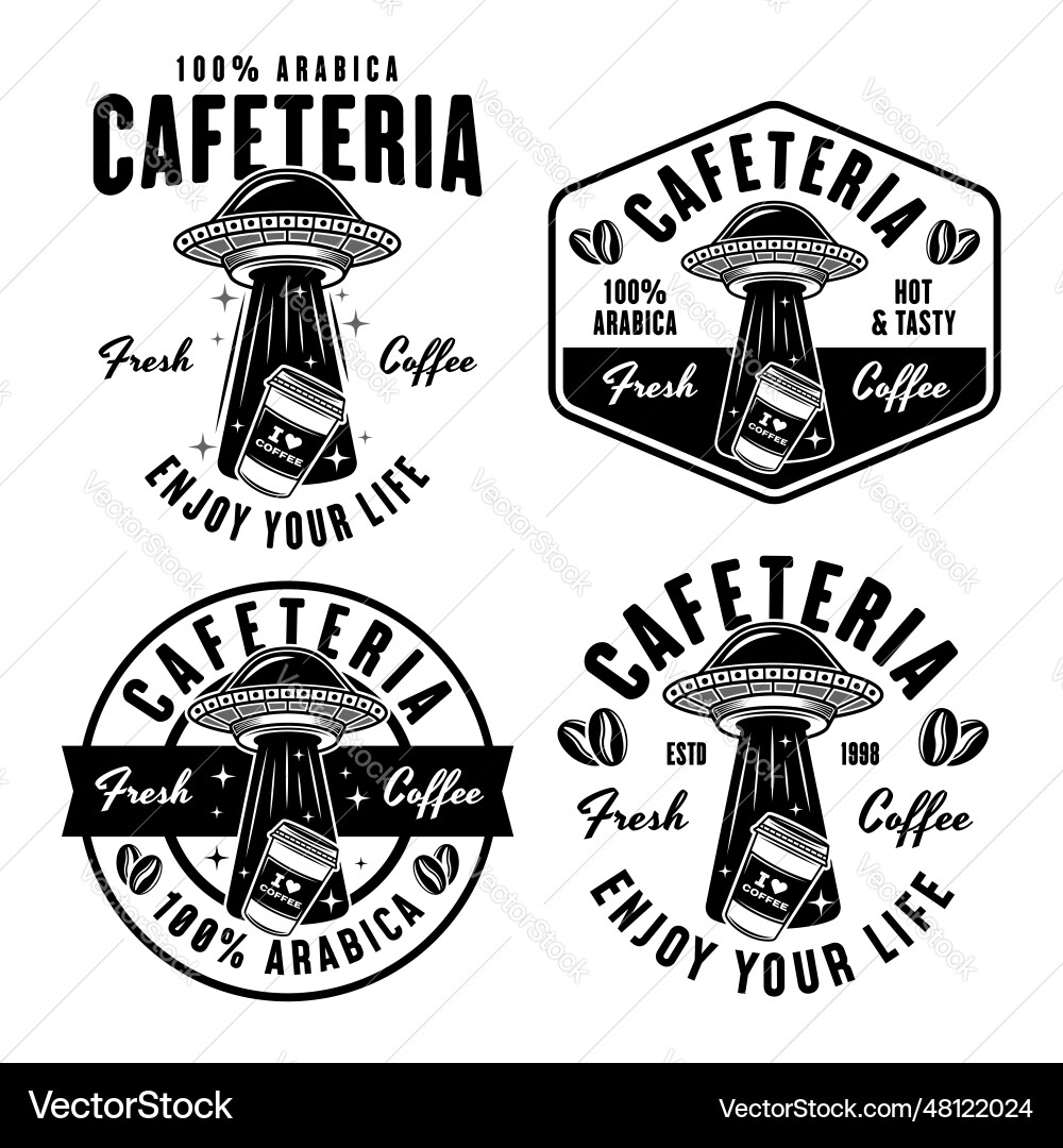 Cafeteria set of emblems logos badges Royalty Free Vector