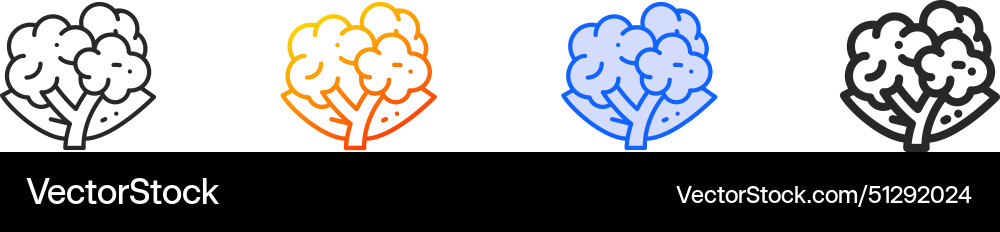 Cauliflower iconthin linear gradient blue stroke Vector Image