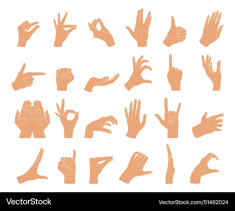 Collection of different hand gestures gesturing Vector Image