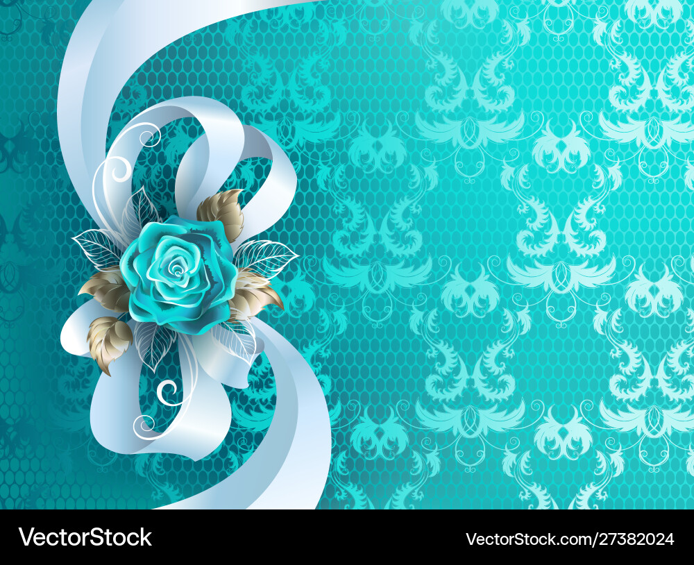 Elegant Turquoise Silk Rose Bow Royalty Free Vector Image