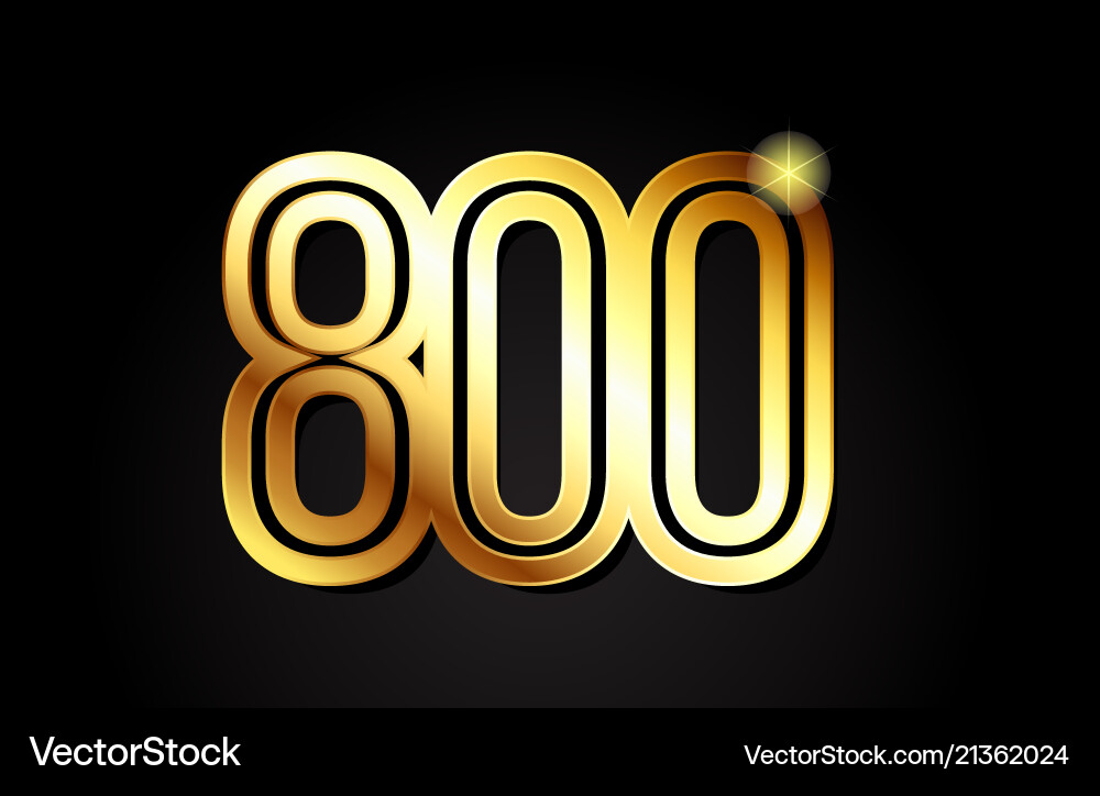 Gold number 800 logo icon design Royalty Free Vector Image