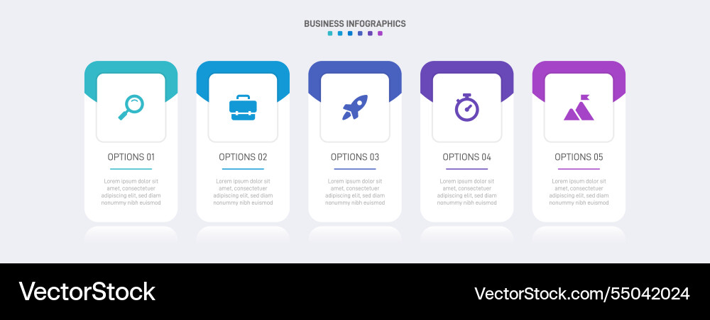 Horizontal progress bar featuring 5 arrow-shaped Vector Image
