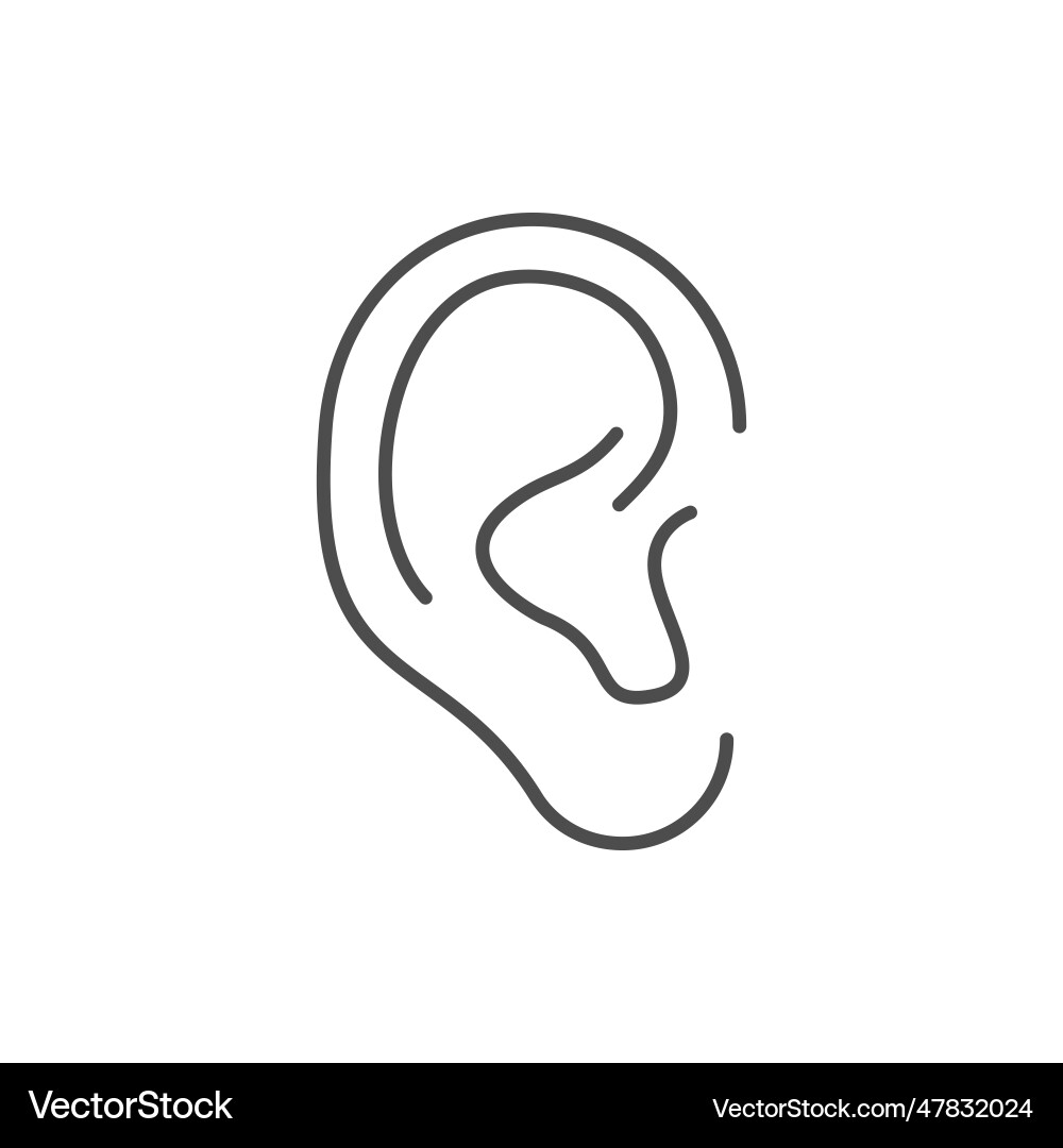 Human ear line outline icon Royalty Free Vector Image