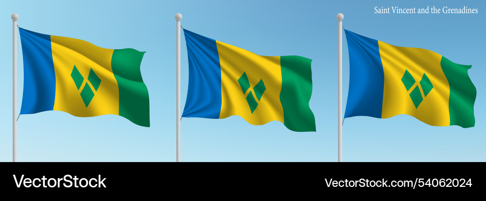 Set of three flags saint vincent Royalty Free Vector Image