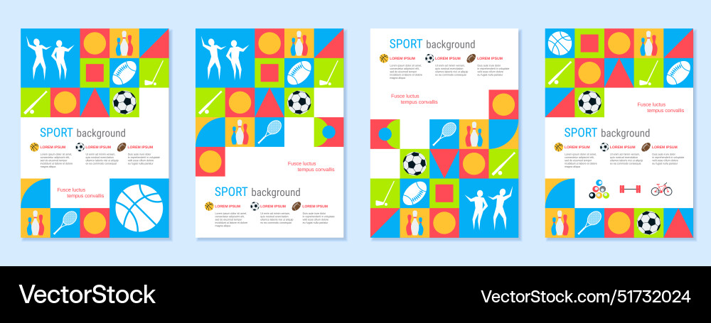 Sport theme flyer template collection Royalty Free Vector