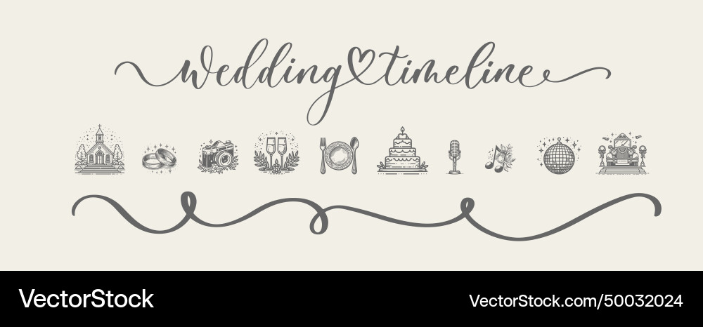 Wedding Timeline & Menu Royalty Free Vector Image