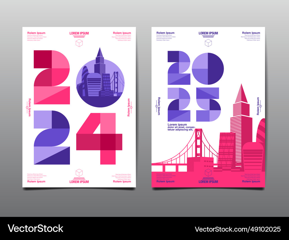 Annual report template layout design 2024 2025 Vector Image