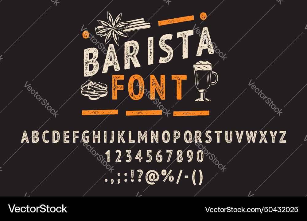 Bbq grill font barista typeface or coffee type Vector Image
