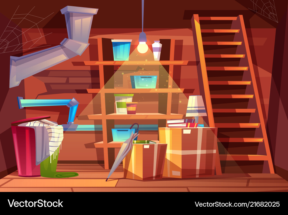 Cellar interior cartoon storage Royalty Free Vector Image