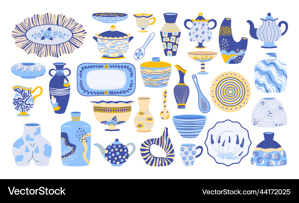 Ceramic Pottery & Crockery Royalty Free Vector Image