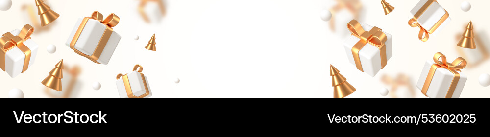 Christmas Gift Banner with Trees Royalty Free Vector Image