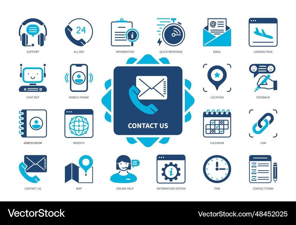 Contact Icons - Solid Set Royalty Free Vector Image