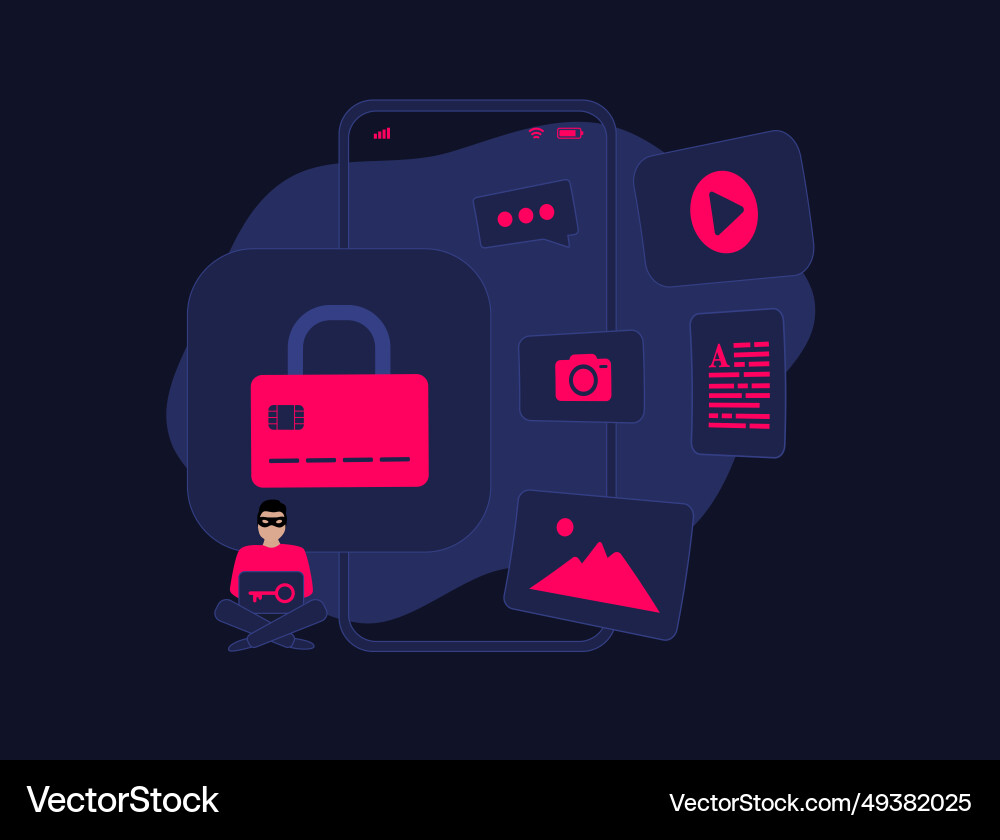 Cybersecurity threat ransomware encrypting Vector Image