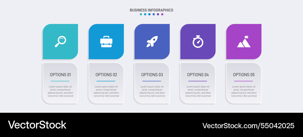 Horizontal progress bar featuring 5 arrow-shaped Vector Image