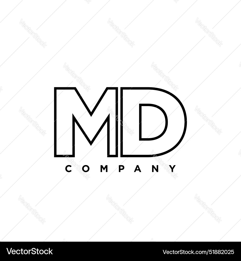 Letter m and d md logo design template minimal Vector Image