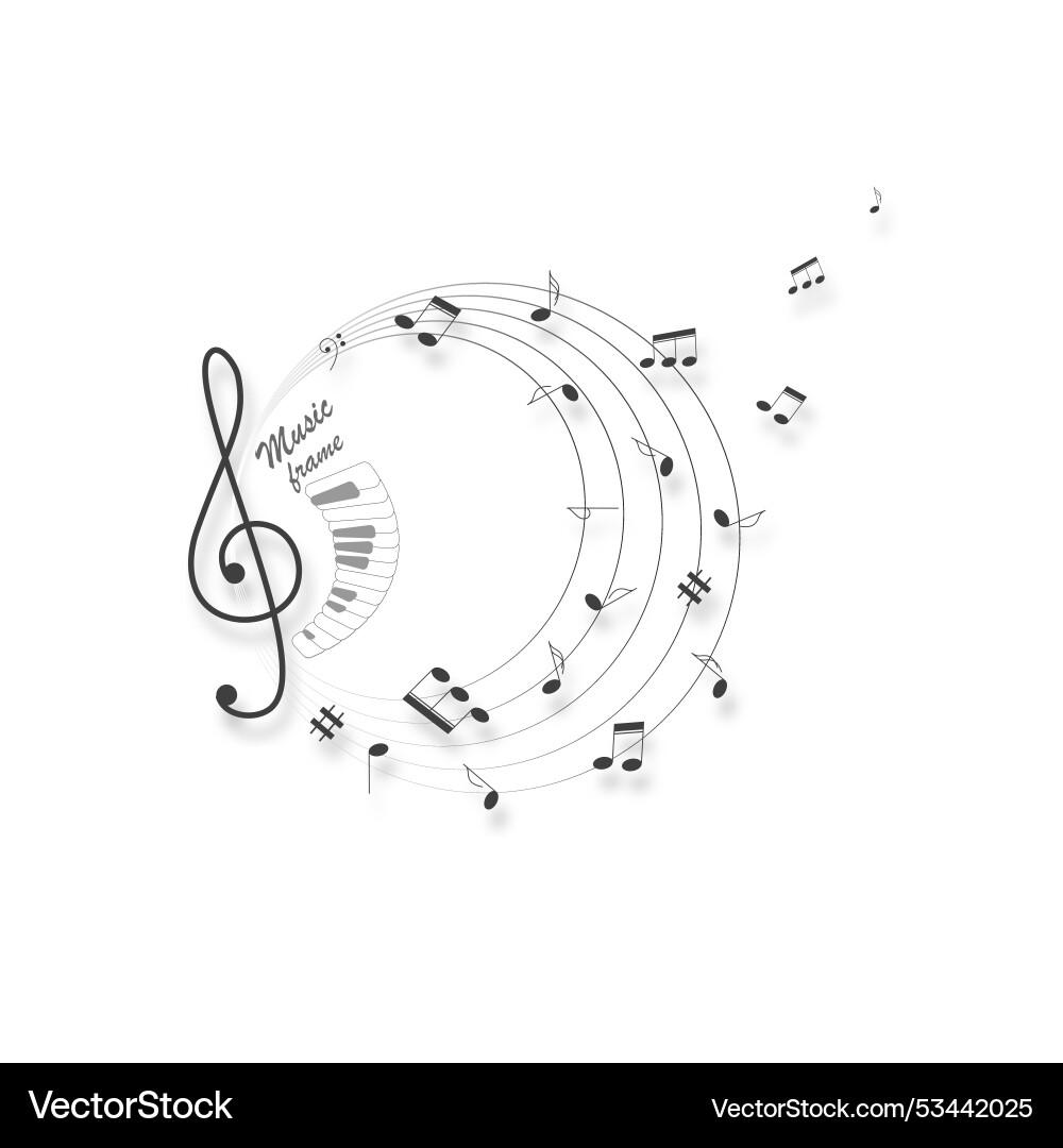 Musical frame treble clef notes and staff Vector Image