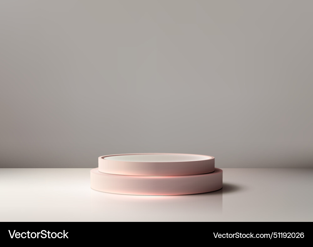 3d pink cylinder shaped podium sits on a white Vector Image