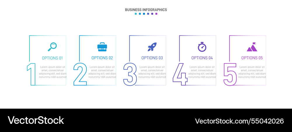 Horizontal progress bar featuring 5 arrow-shaped Vector Image