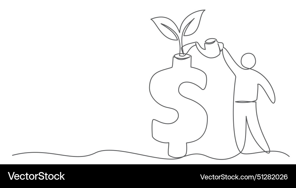 Investment one line drawing on white background Vector Image
