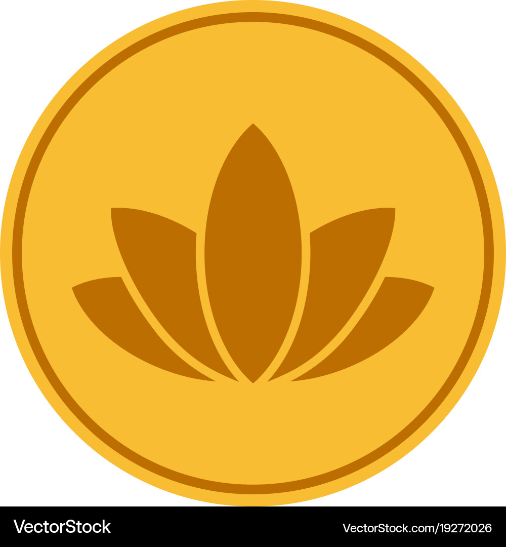 Lotus flower gold coin Royalty Free Vector Image