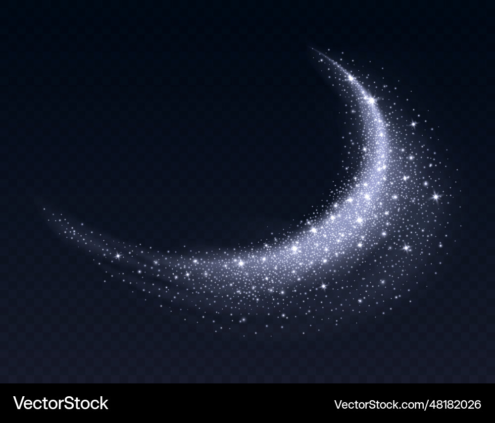 Silver dust cloud with sparkles isolated on dark Vector Image