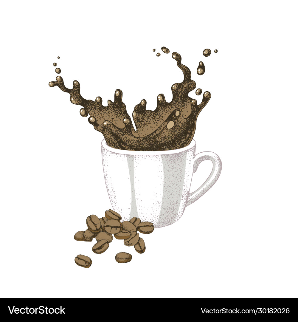 Splash in a cup coffee Royalty Free Vector Image