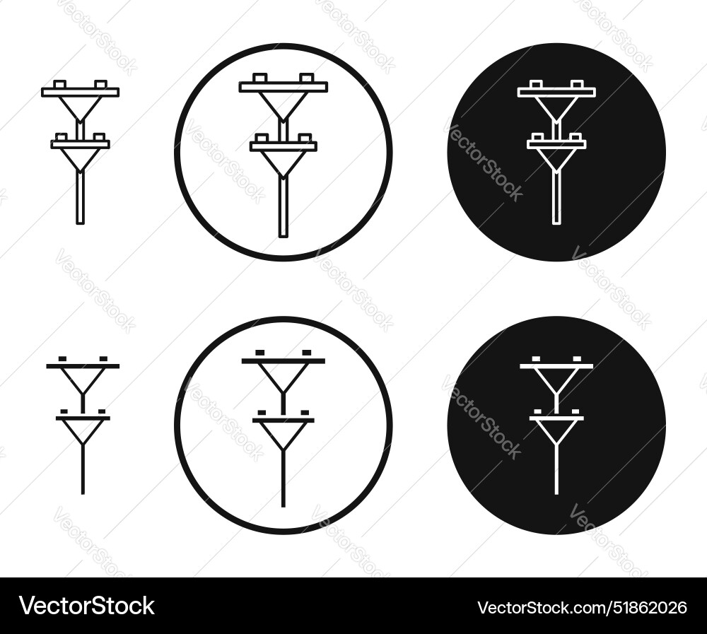 Utility pole icon set in black and white outlines Vector Image