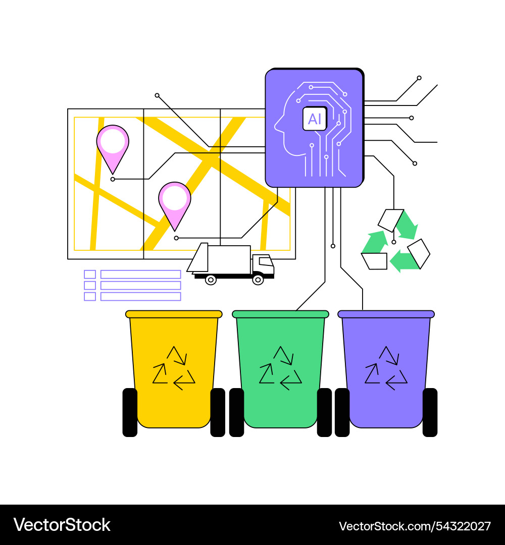 Ai-supported waste management abstract concept Vector Image