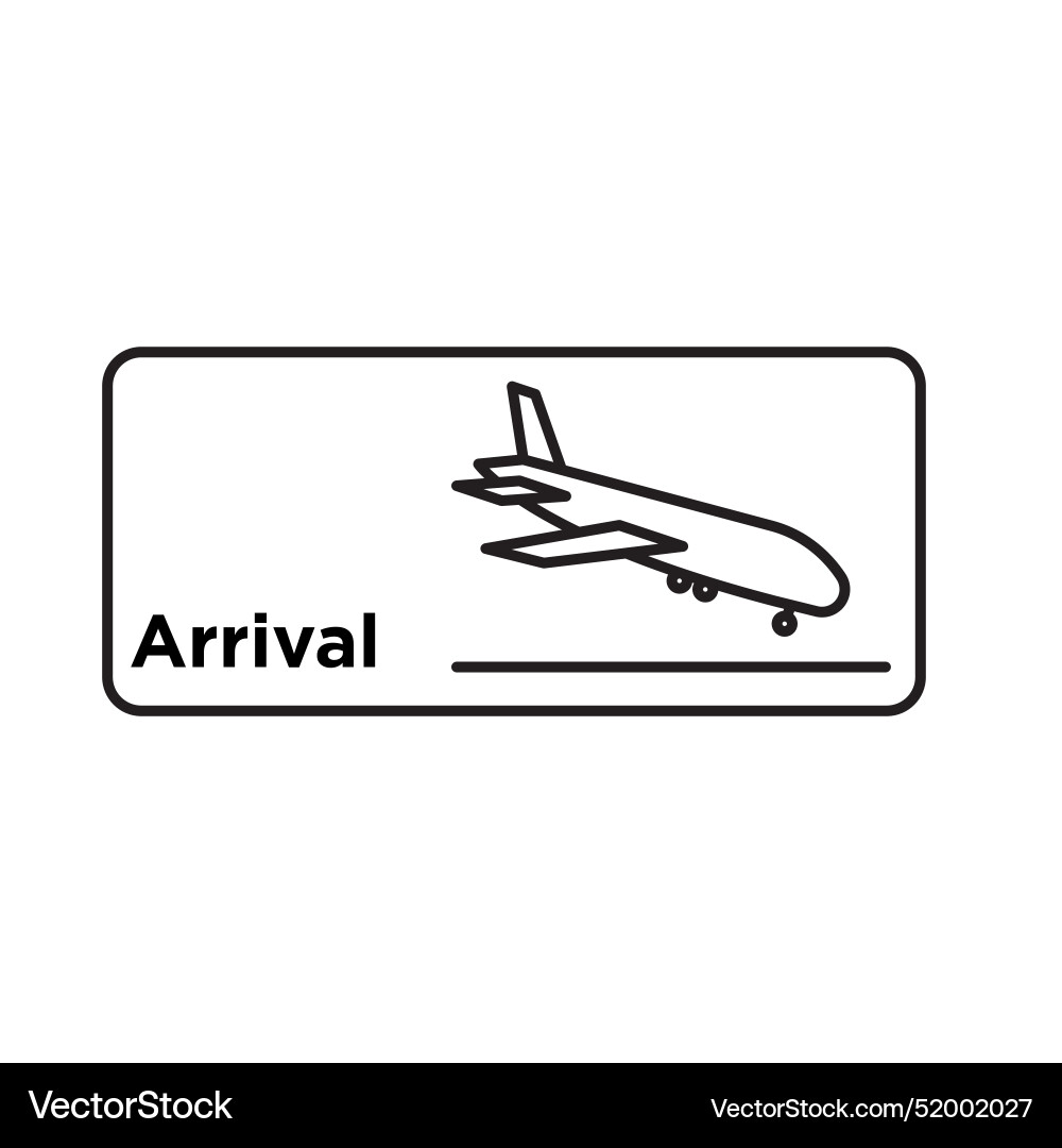 Airport arrival sign line art Royalty Free Vector Image