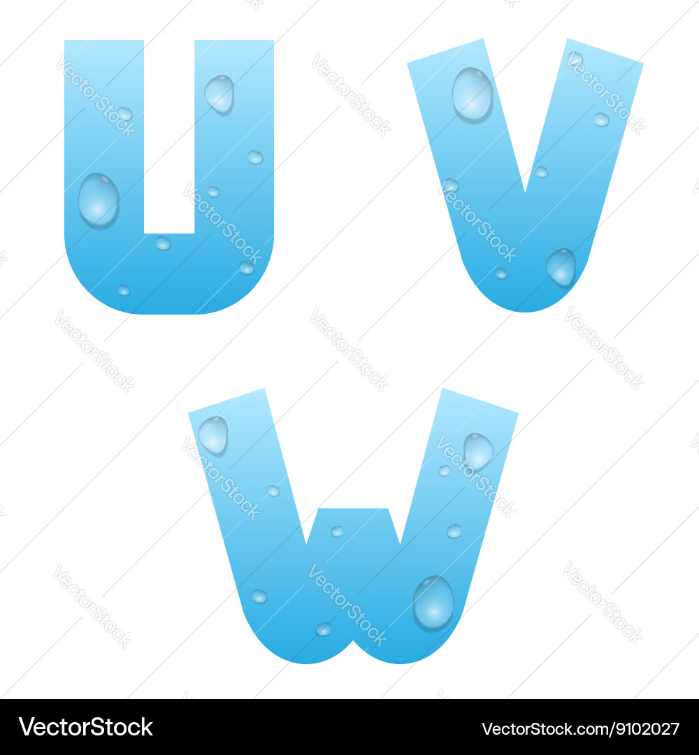 Alphabet with water drops Royalty Free Vector Image