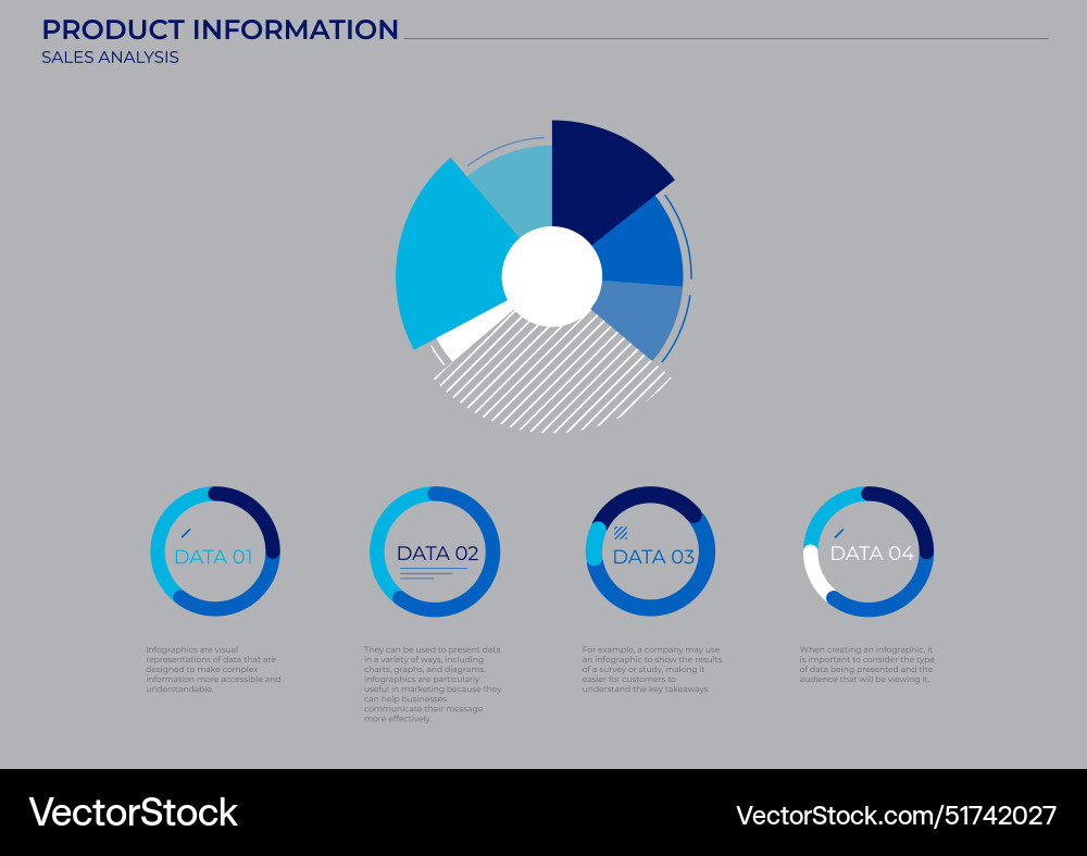 Business pie data analysis charts in color Vector Image