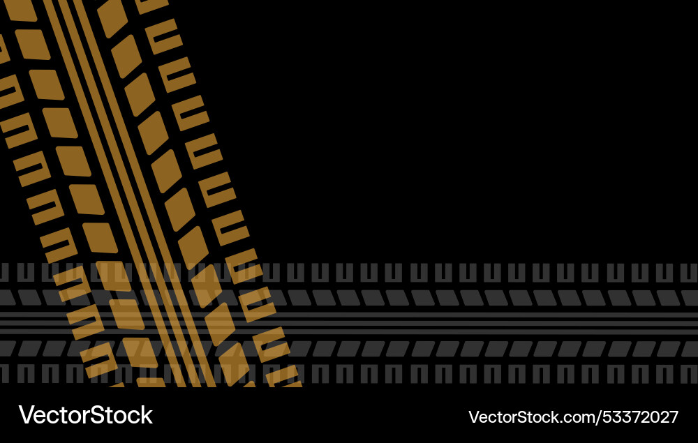 Car tire marks on black background template Vector Image