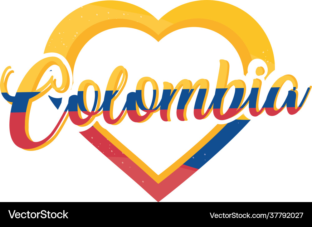 Colombia lettering flag color Royalty Free Vector Image