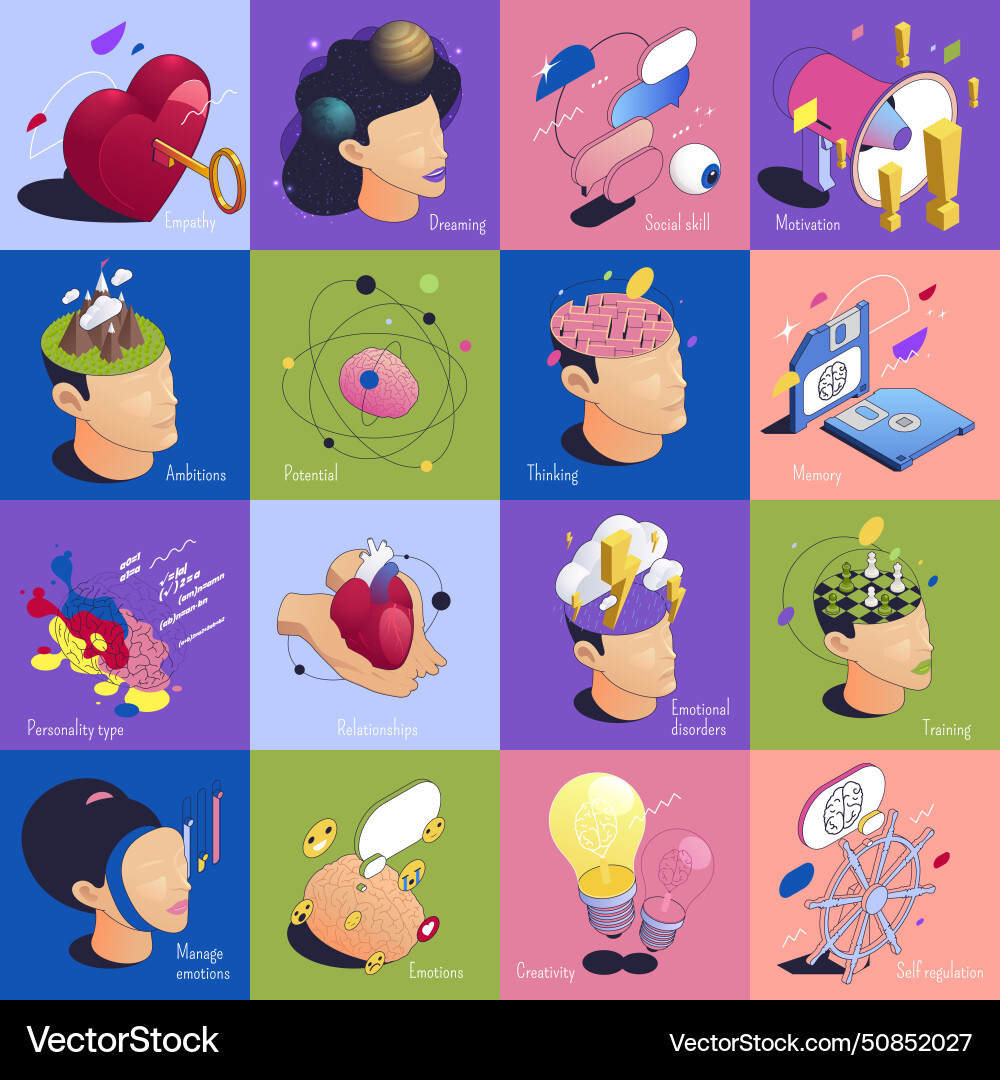 Emotional concepts compositions set Royalty Free Vector