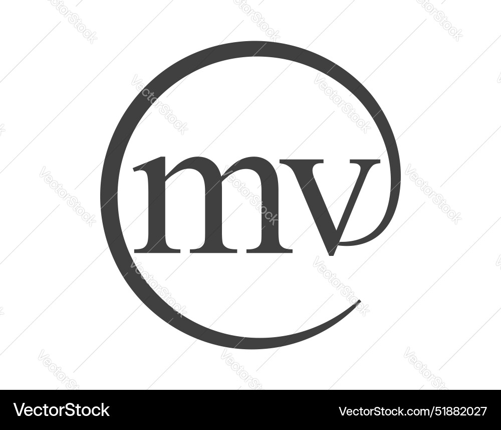 Mv logo from two letter with circle shape email Vector Image