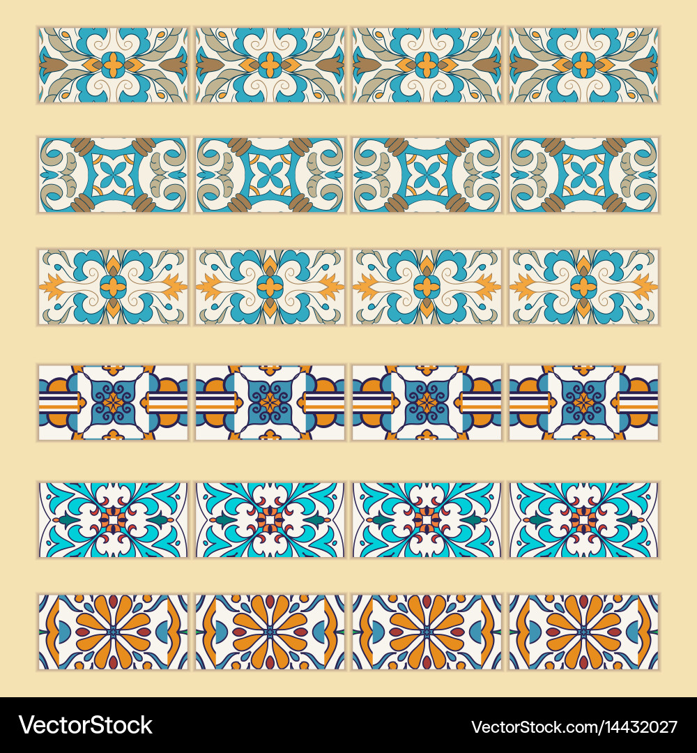 Set of decorative tile borders Royalty Free Vector Image