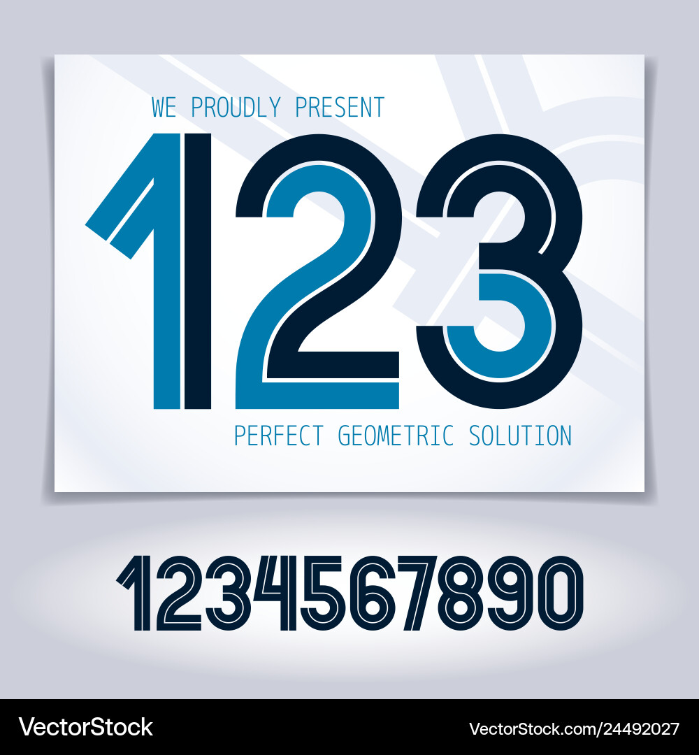 Set of rounded numbers made with white lines can Vector Image