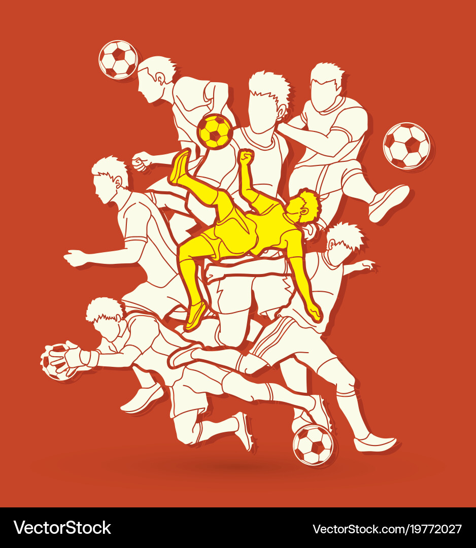 Soccer player team composition Royalty Free Vector Image