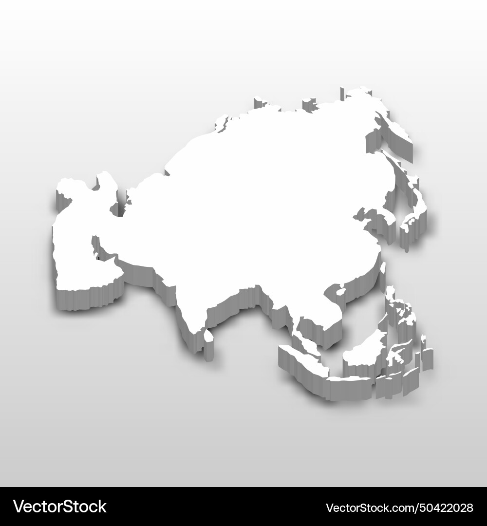 3d map of asia continent Royalty Free Vector Image
