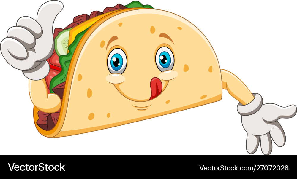 Cartoon cute taco giving thumbs up Royalty Free Vector Image
