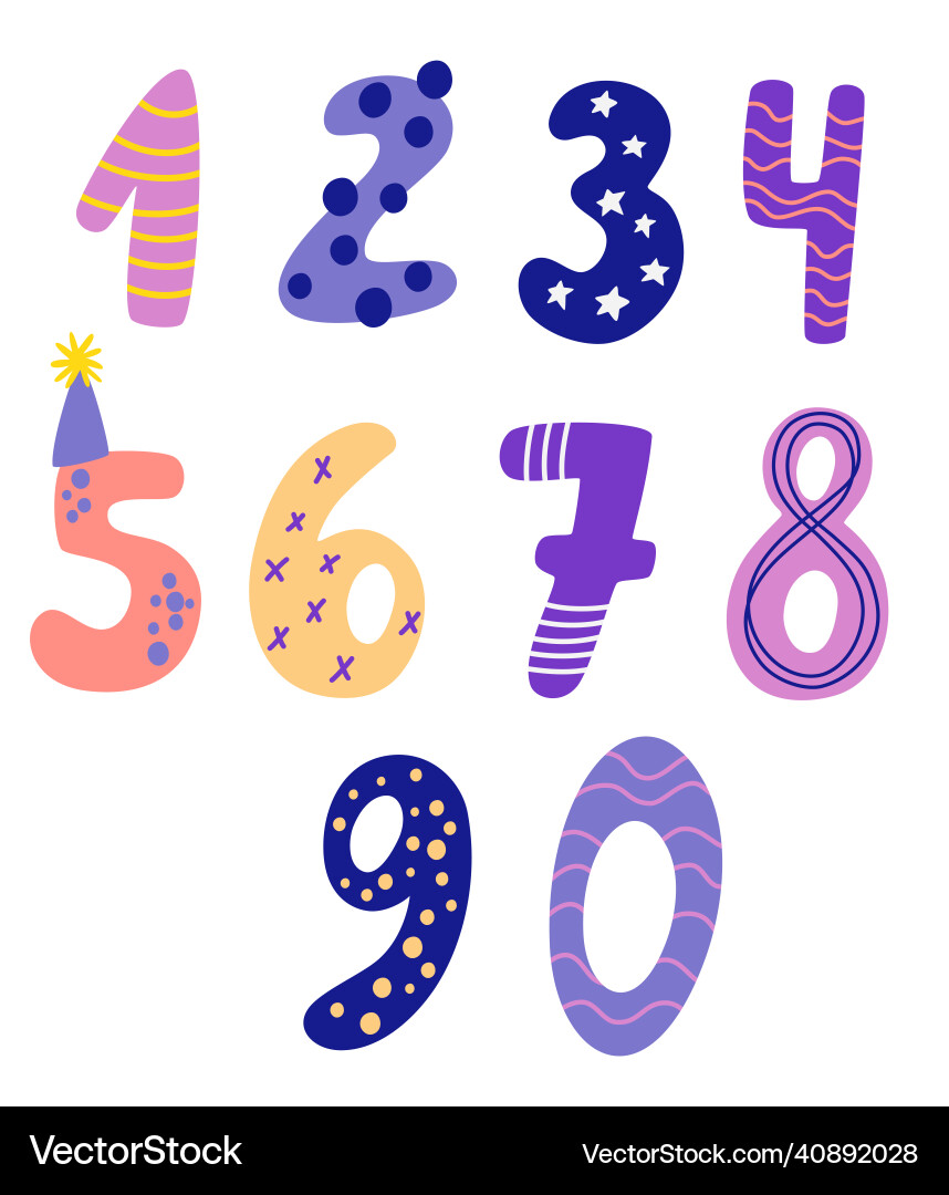 Cartoon numbers decor for birthday party Vector Image
