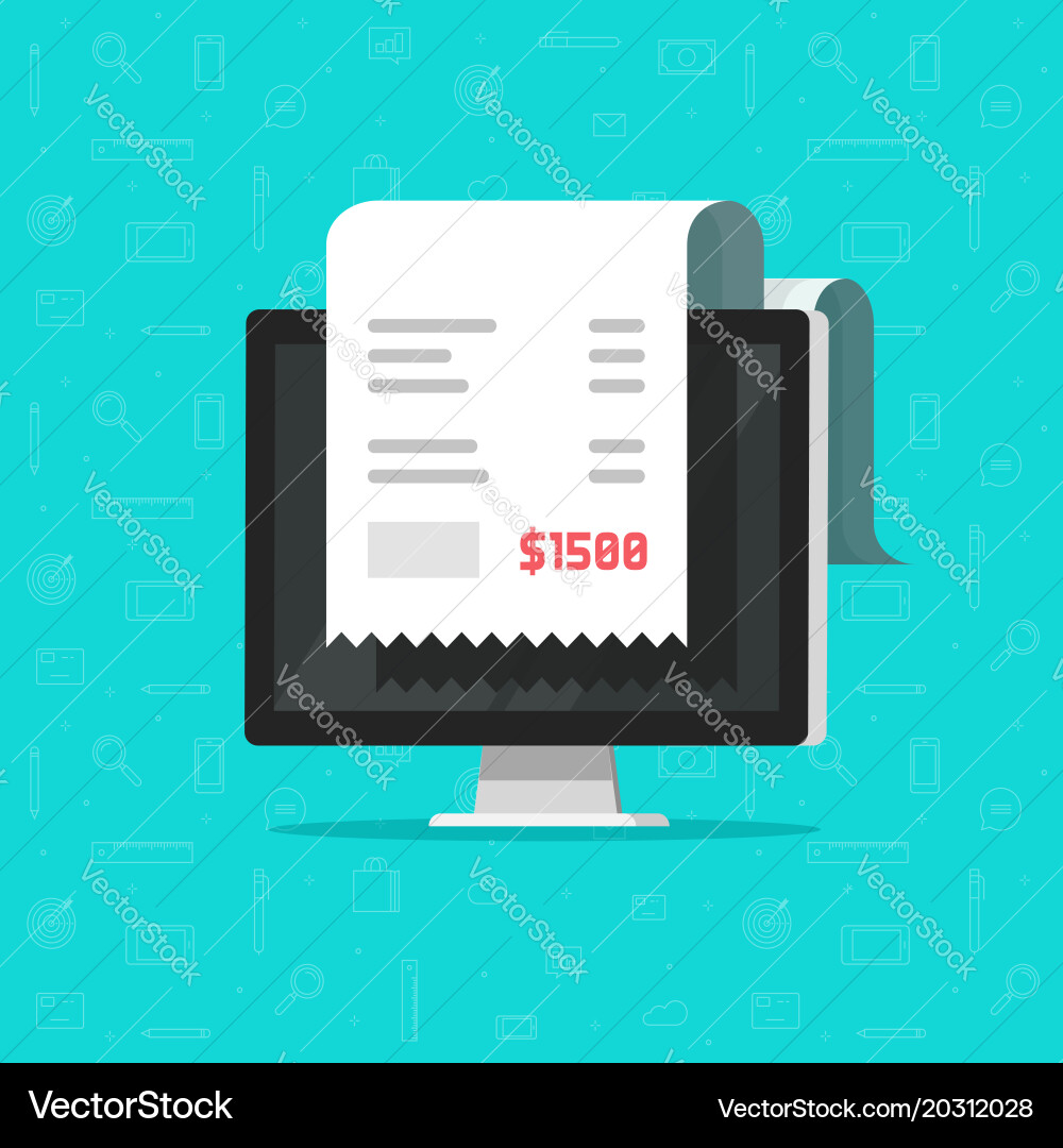 Computer and receipt cartoon Royalty Free Vector Image