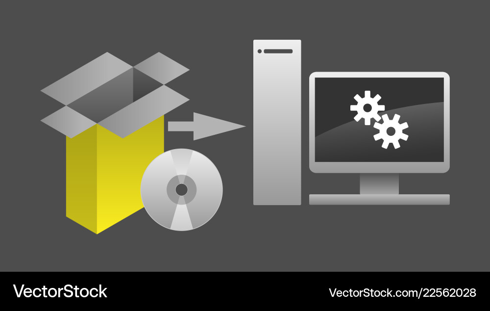 Computer software package installation Royalty Free Vector