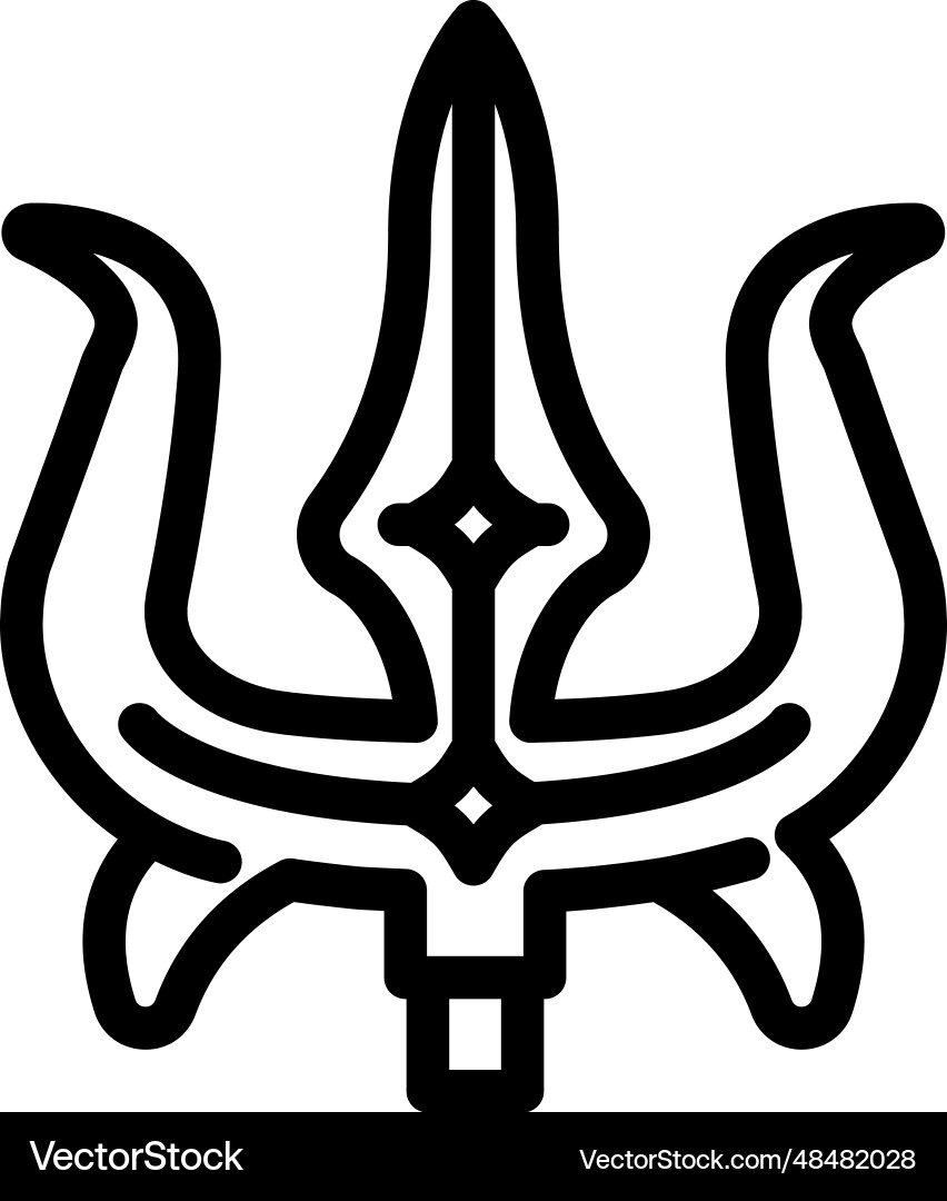 Durga trident trishul line icon Royalty Free Vector Image